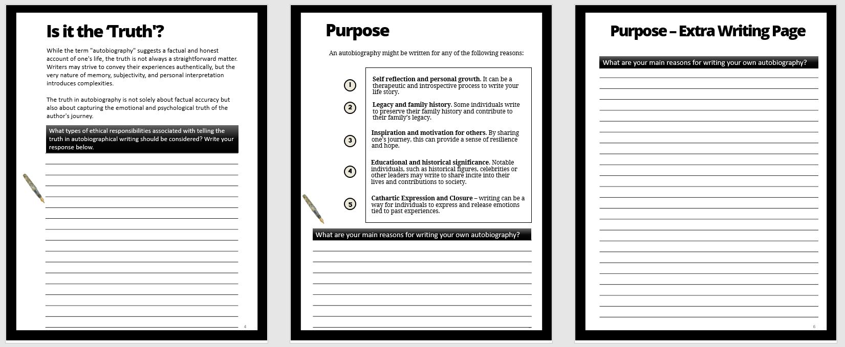 Autobiography Writing Introduction PowerPoint and Workbook - Print and ...