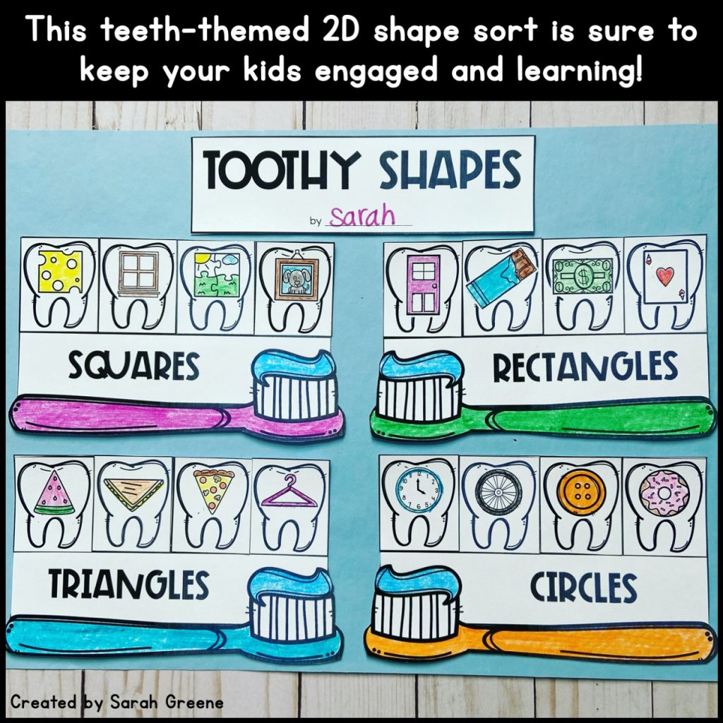 2D Shape Sort Math Craft for Dental Health Month | Made By Teachers