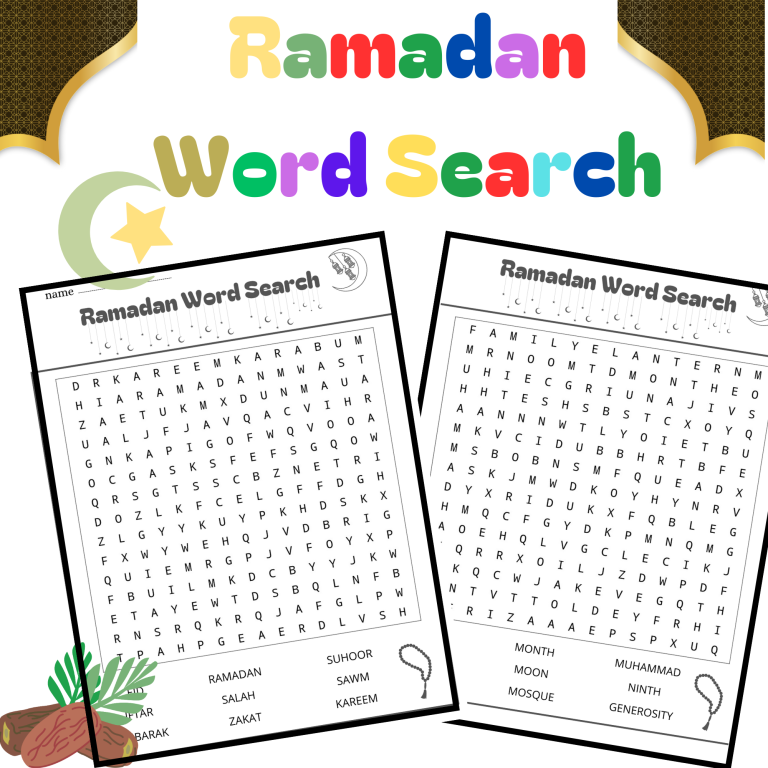Ramadan Word Search Activity,Word Search Puzzle Worksheet | Made By ...