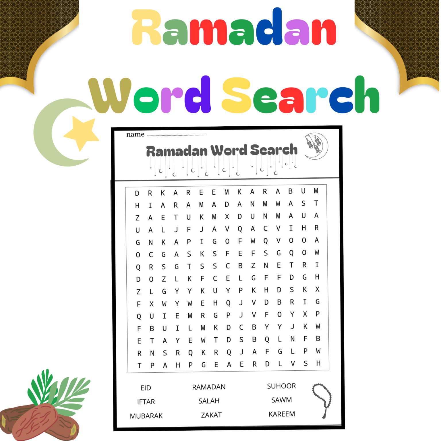 Ramadan Word Search Activity,Word Search Puzzle Worksheet - Made By ...