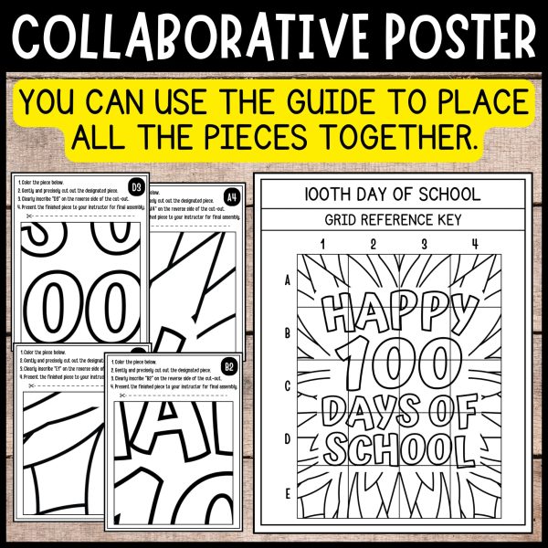 Happy 100 Days of School Collaborative Poster • 100th Day of School ...