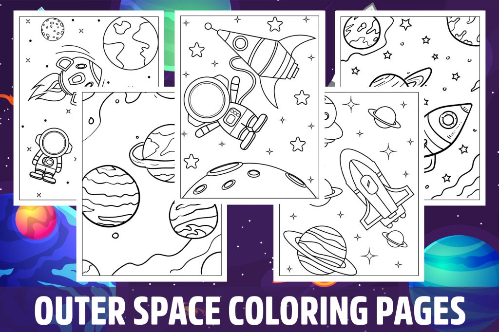 Outer Space Coloring Pages for Kids, Girls, Boys, Teens Birthday School ...