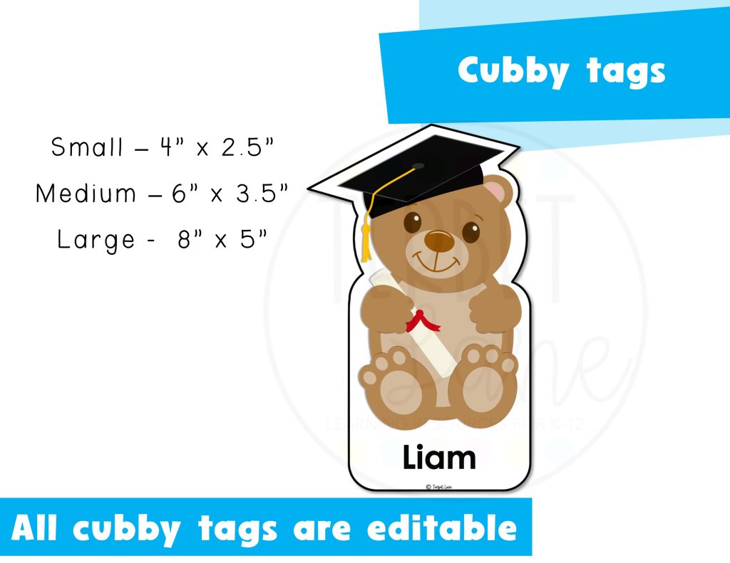 Editable Graduation Cubby Tags and Bulletin Board or Door Decorations ...