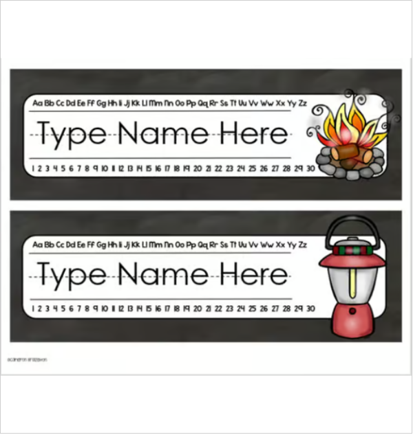 Name Tags Plates Desk Labels Camping Camp Out Theme Editable | Made By ...