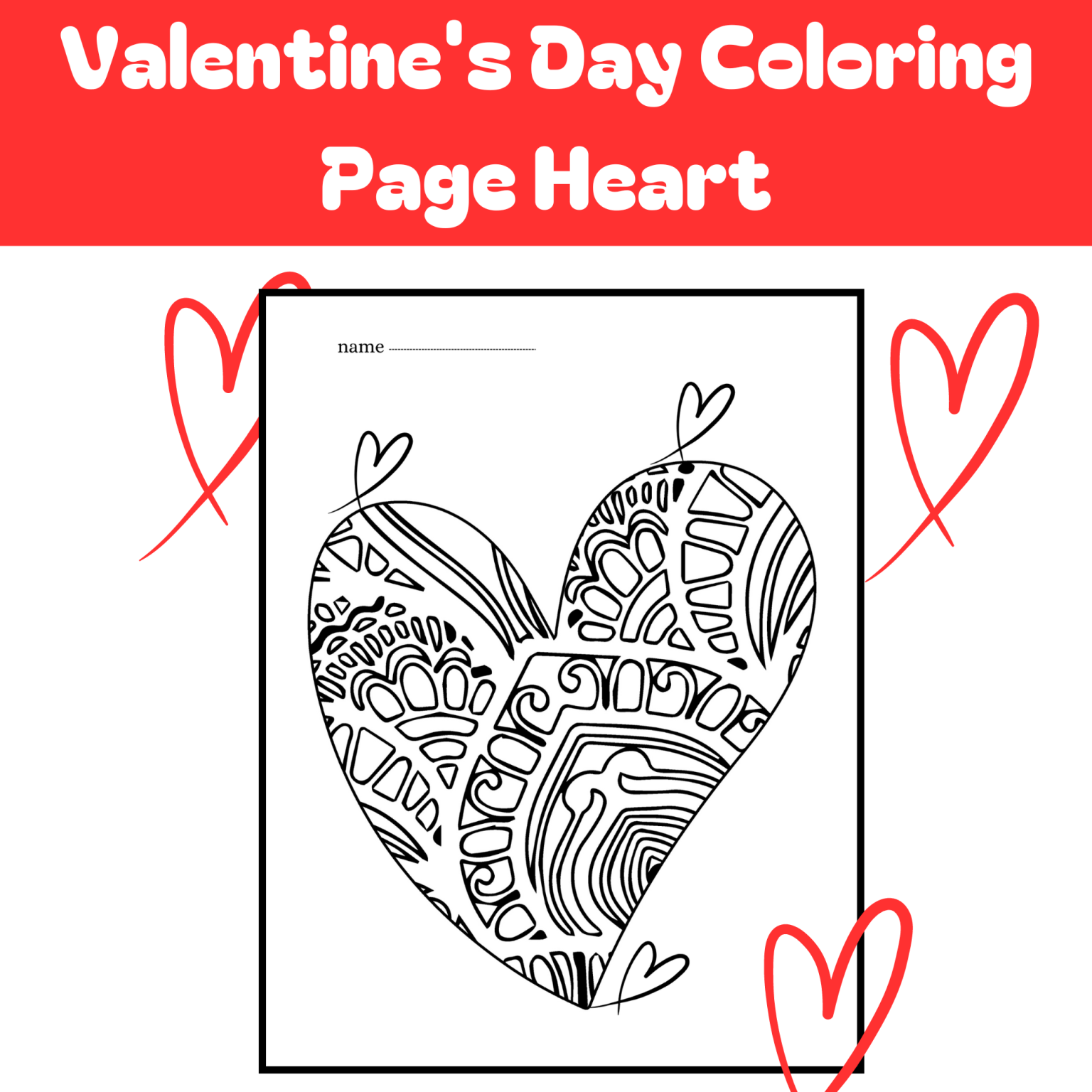 Pop Art Valentine's Day Coloring Page Heart, | Made By Teachers