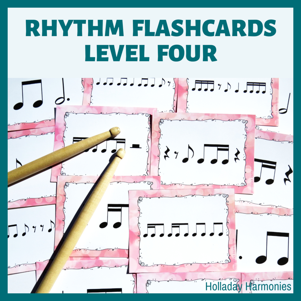 Four Beat Rhythm Music Flashcards Level Four - Eighth Rests, Dotted ...