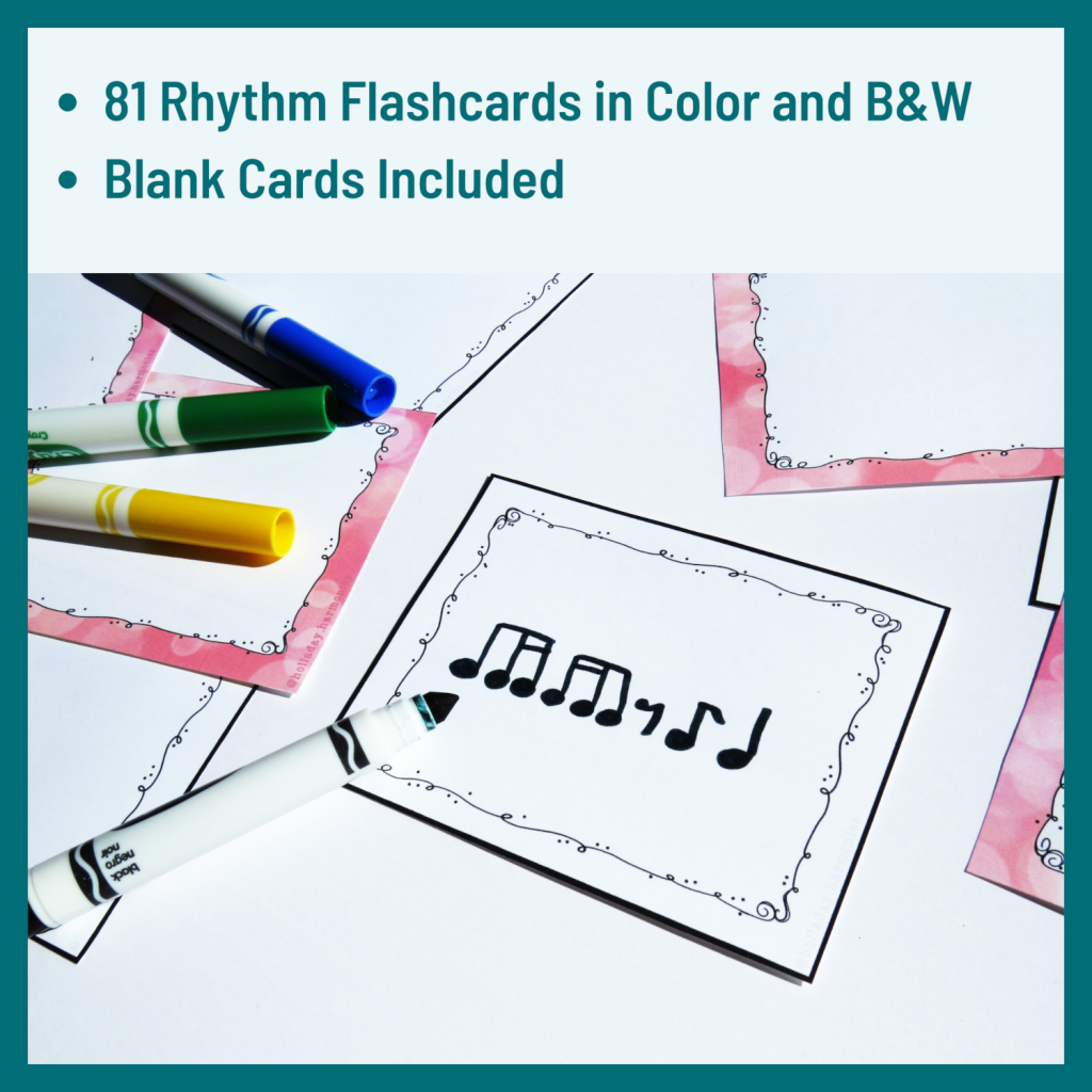 Four Beat Rhythm Music Flashcards Level Four - Eighth Rests, Dotted ...