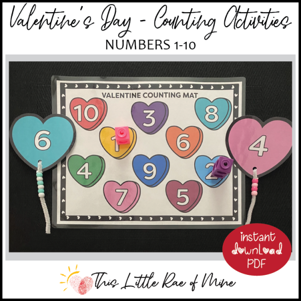 Valentine's Day - Heart Counting Mat - bead threading - numbers 1-10 ...