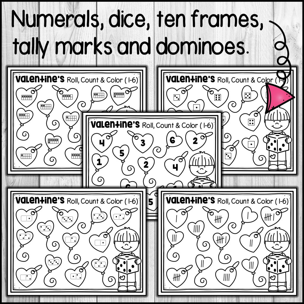 Valentine's Day Number Sense Activity | Roll, Count and Color | Math ...