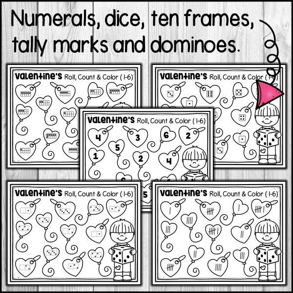 Valentine's Day Number Sense Activity | Roll, Count and Color | Math ...