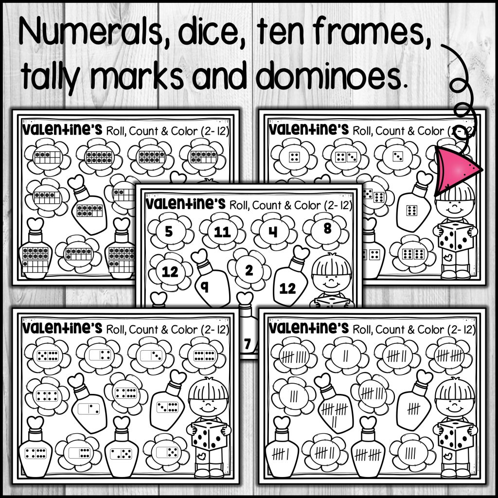 Valentine's Day Number Sense Activity | Roll, Count and Color | Math ...