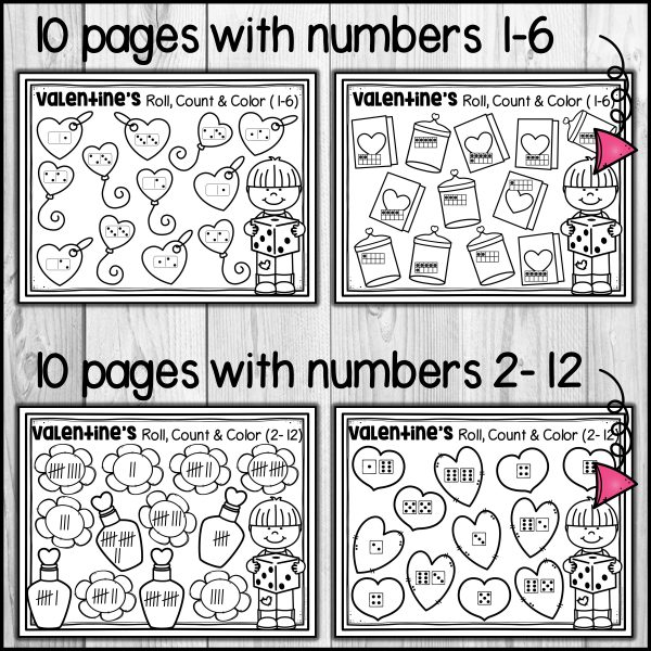 Valentine's Day Number Sense Activity | Roll, Count and Color | Math ...