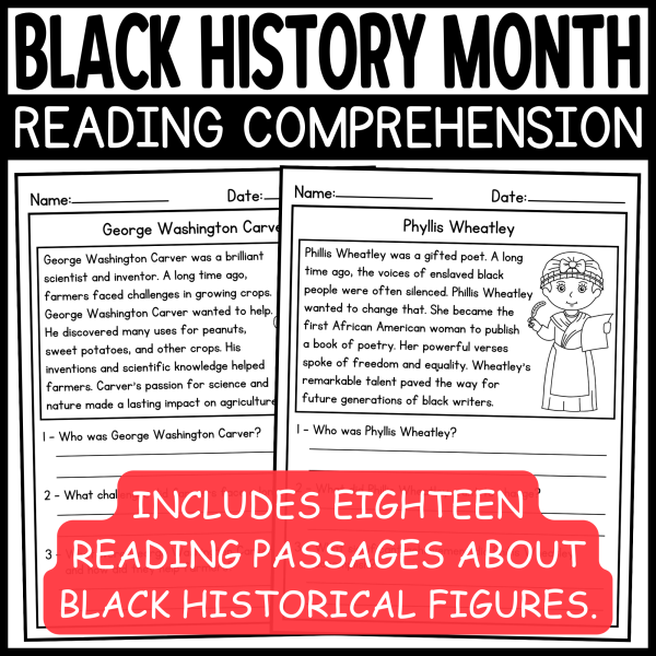 Black Historical Figures Reading Comprehension Passages | Black History ...