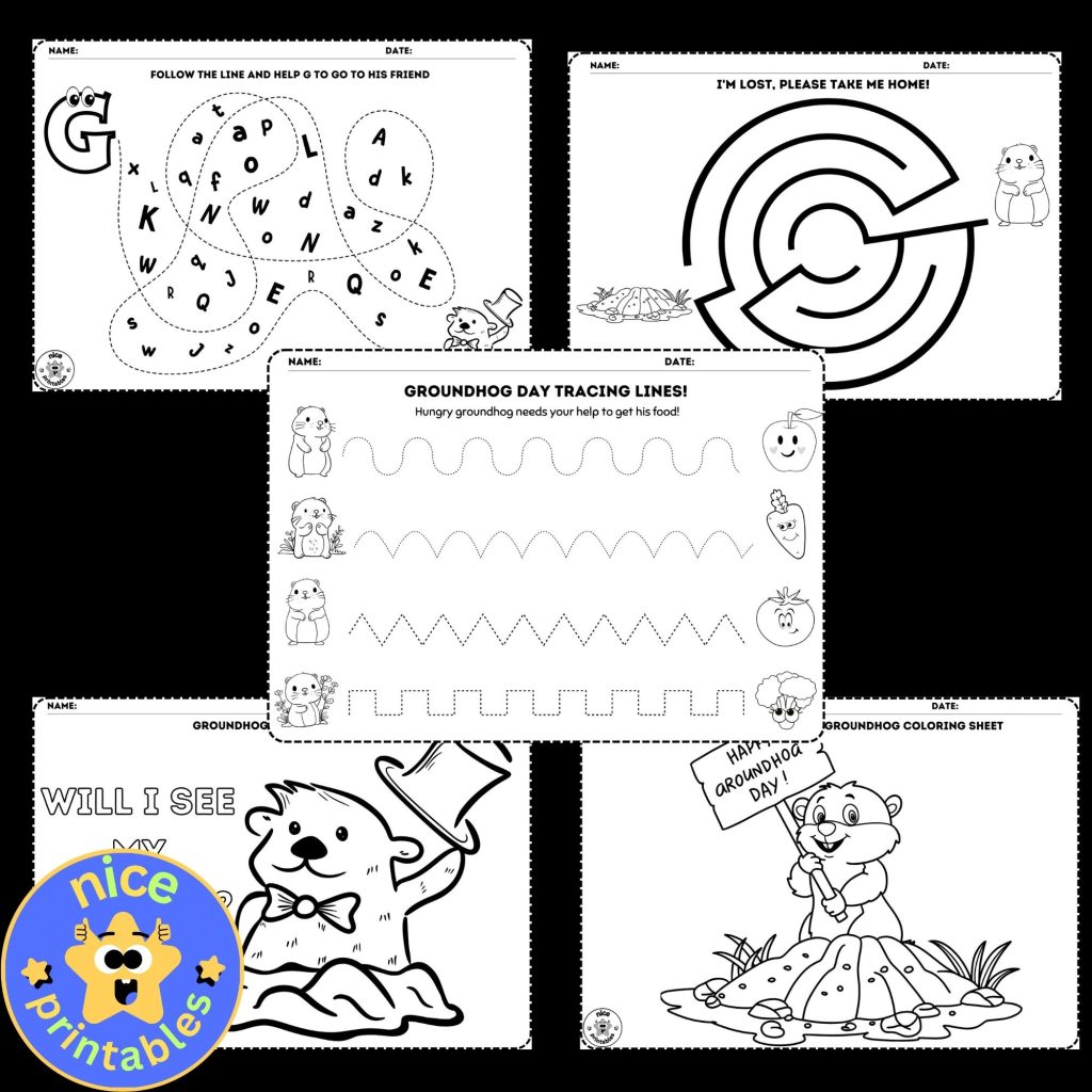 Groundhog Day Activities | coloring pages | tracing letters | mazes ...