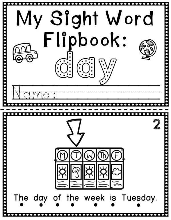 Sight Word Flip Book (Flipbook) - DAY - Made By Teachers