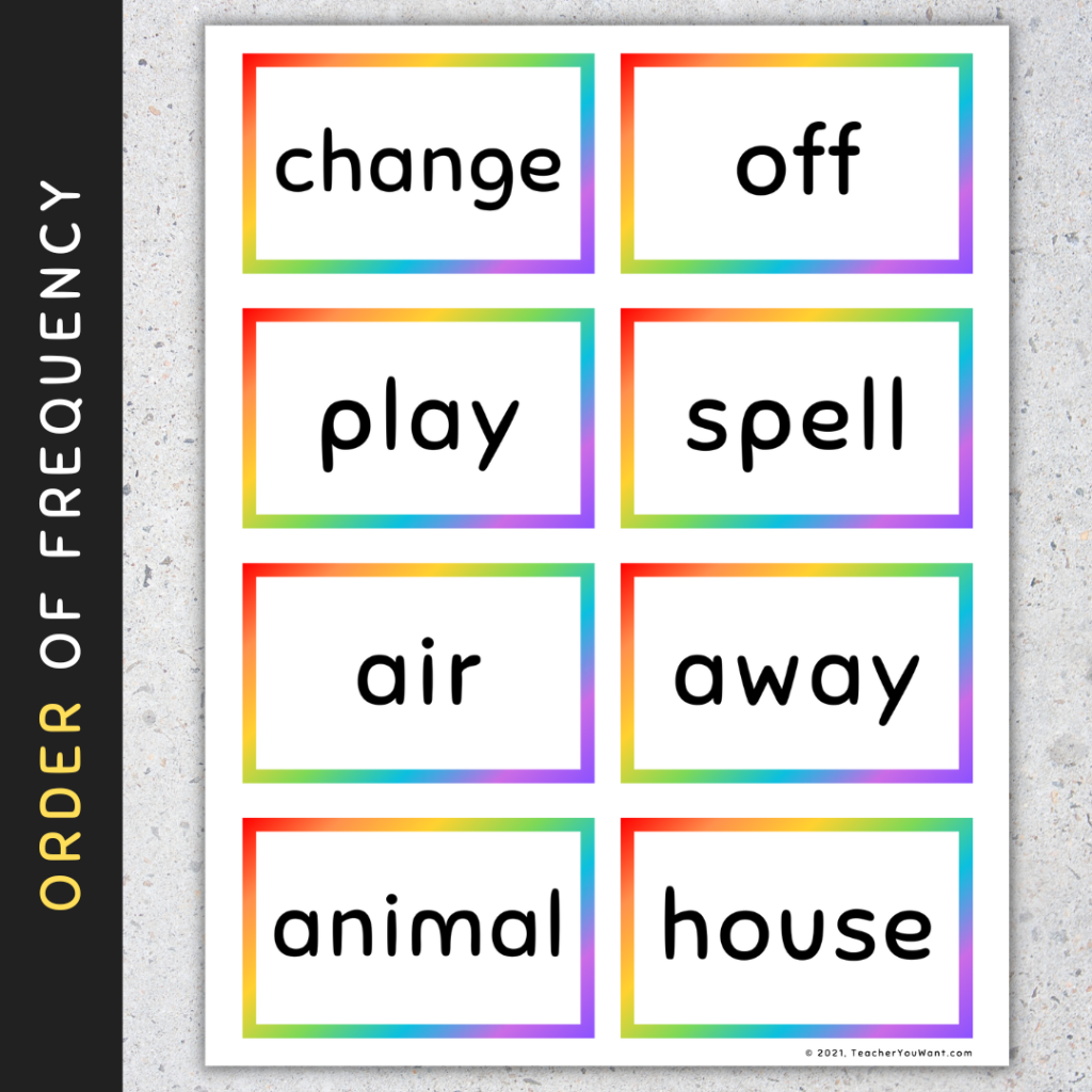 Fry Sight Word Flash Cards, 2nd 100, Rainbow Sight Words Flashcards ...