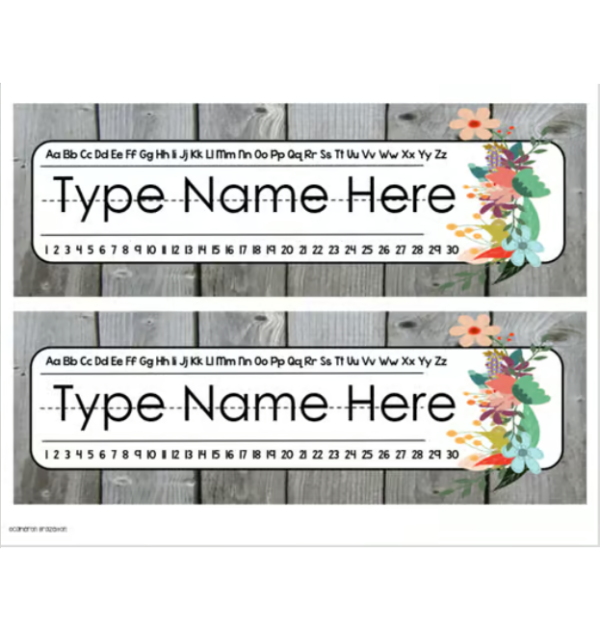 Name Tags Plates Desk Labels Rustic Farmhouse Shabby Chic Theme ...