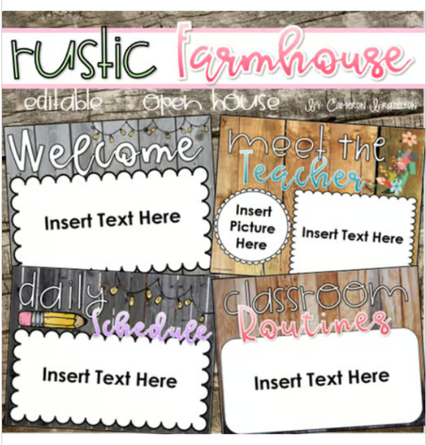 Back to School Open House Meet the Teacher Rustic Farmhouse Shabby Chic ...