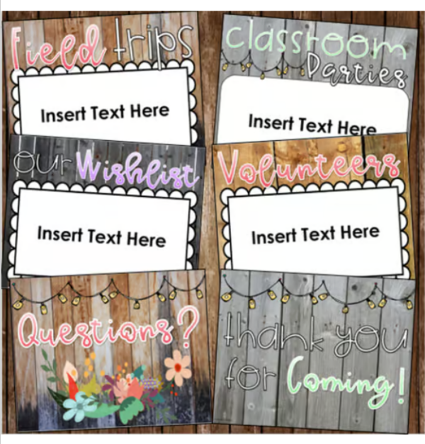 Back to School Open House Meet the Teacher Rustic Farmhouse Shabby Chic ...