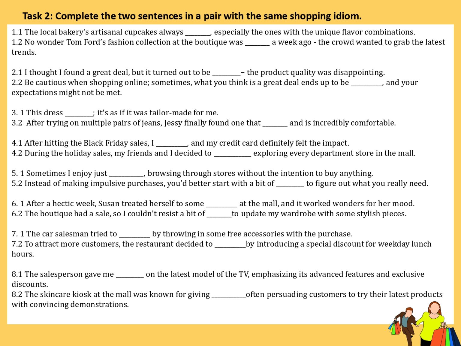 Advanced Shopping Idioms in English PPT - Made By Teachers