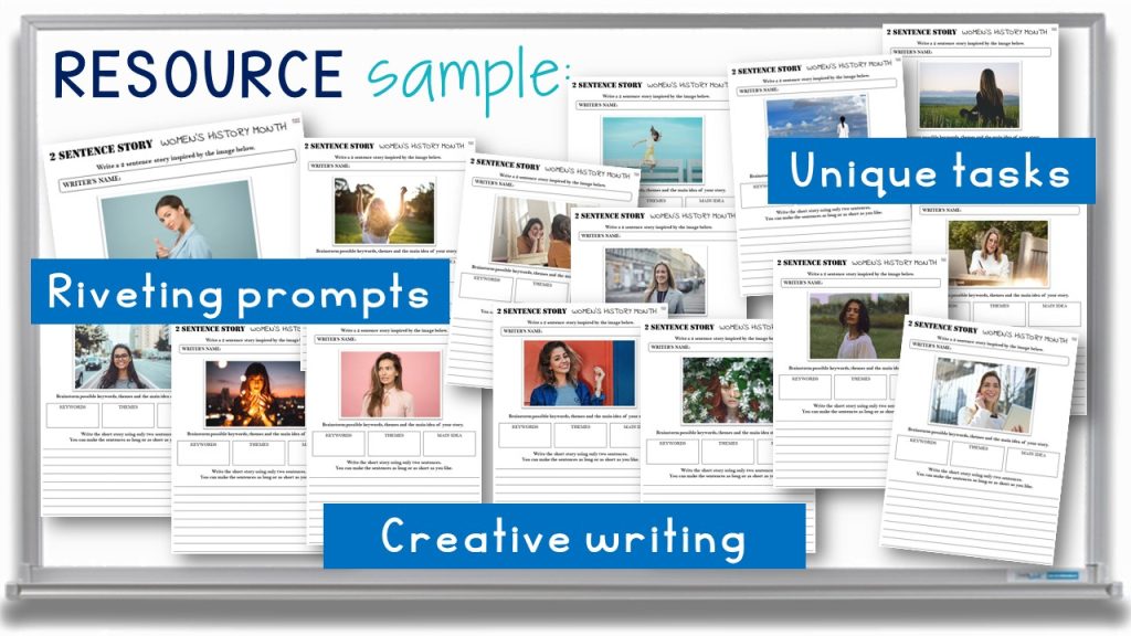 2 Sentence Women's History Month Story Writing Activities with Picture ...