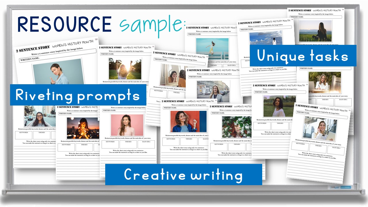 2 Sentence Women's History Month Story Writing Activities with Picture ...