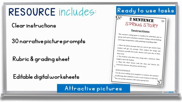 2 Sentence Spring Story Writing Activities with Springtime Picture ...