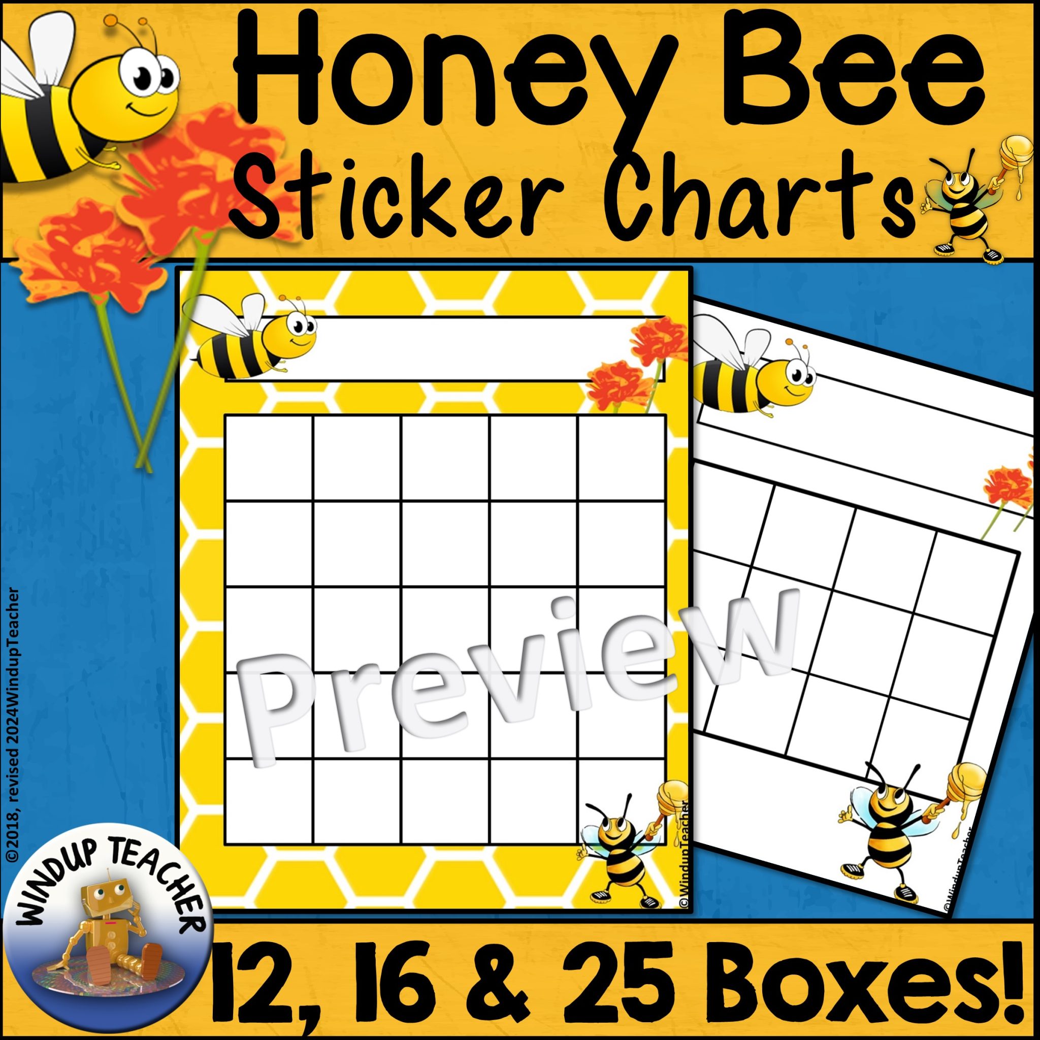 Honey Bee Sticker Reward Charts - Positive Behavior Incentive - 12 16 ...