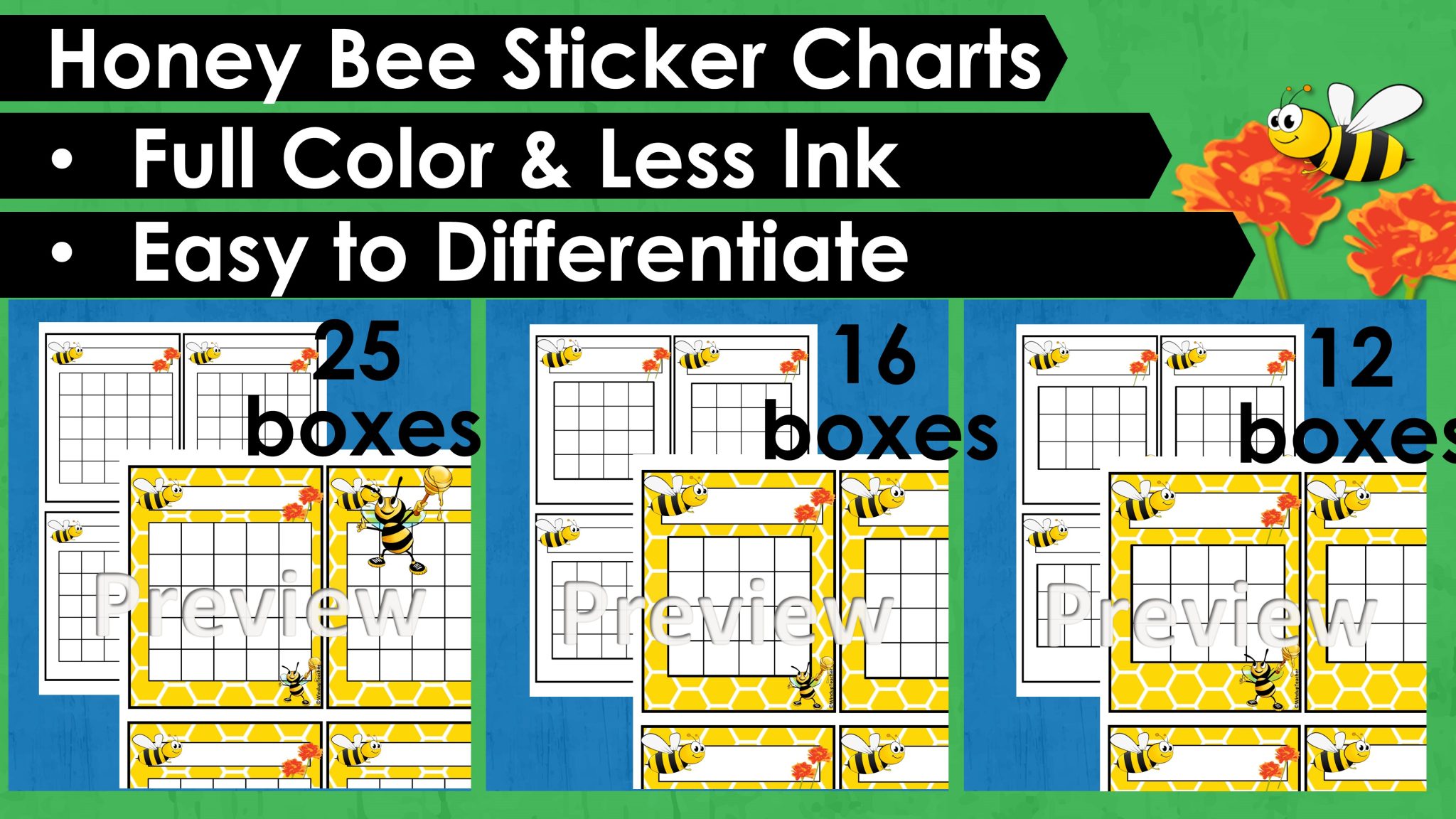 Honey Bee Sticker Reward Charts - Positive Behavior Incentive - 12 16 ...