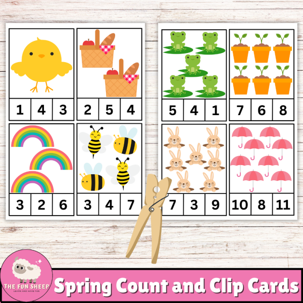Spring Count and Clip Cards Numbers 1-20 | Counting Numbers Math ...