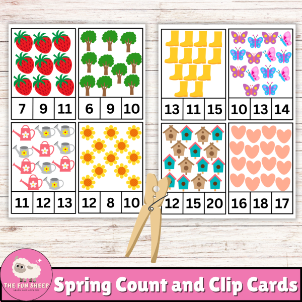 Spring Count and Clip Cards Numbers 1-20 | Counting Numbers Math ...