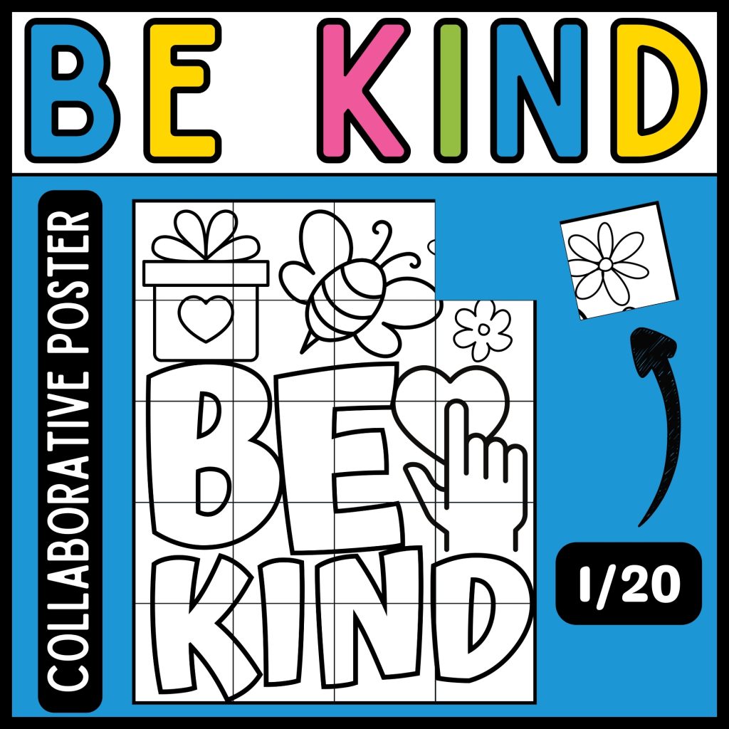 Random Acts of Kindness Day | Be Kind Collaborative Coloring Art Poster ...