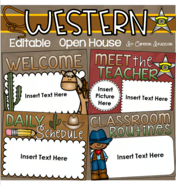 Western Theme Class Decor Bundle (Behavior Chart, Name Plates, Labels ...