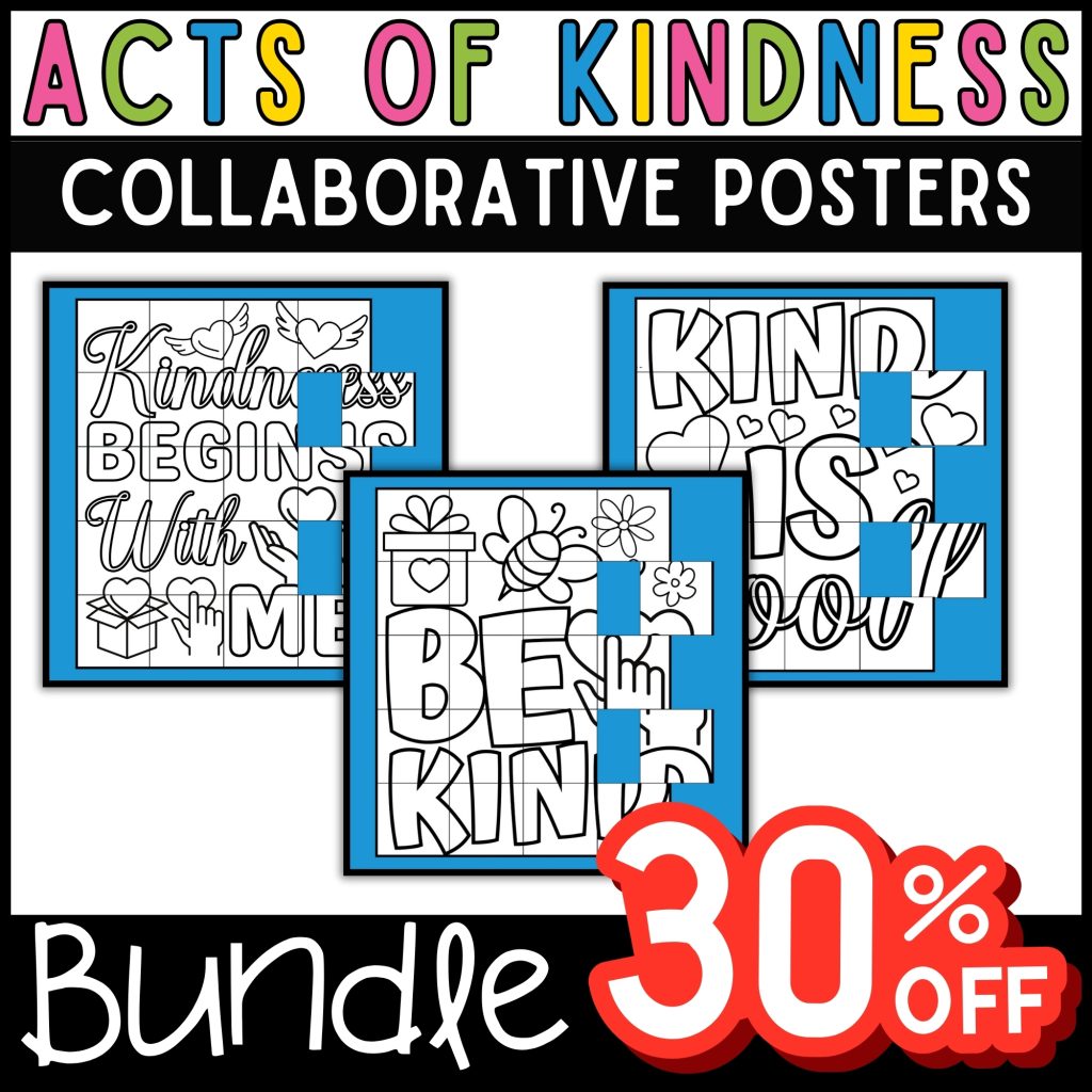 Random Acts of Kindness Day Collaborative Coloring Posters Bundle ...