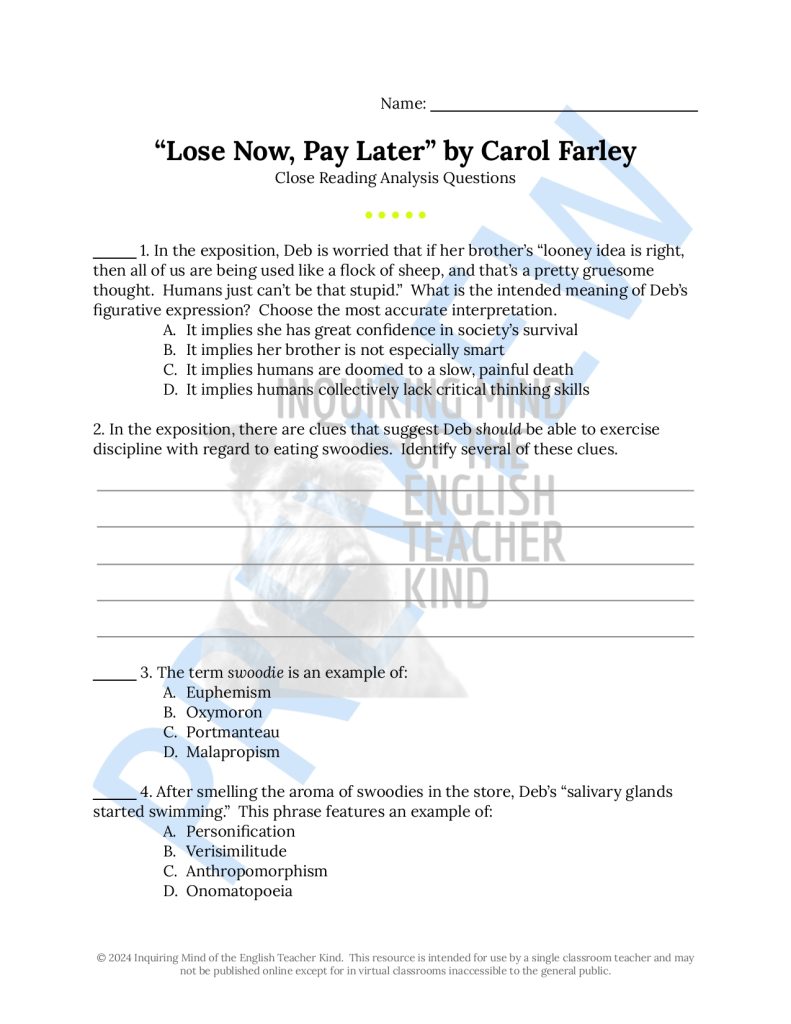 Science Fiction Short Story Activities Bundle for High School Readers ...