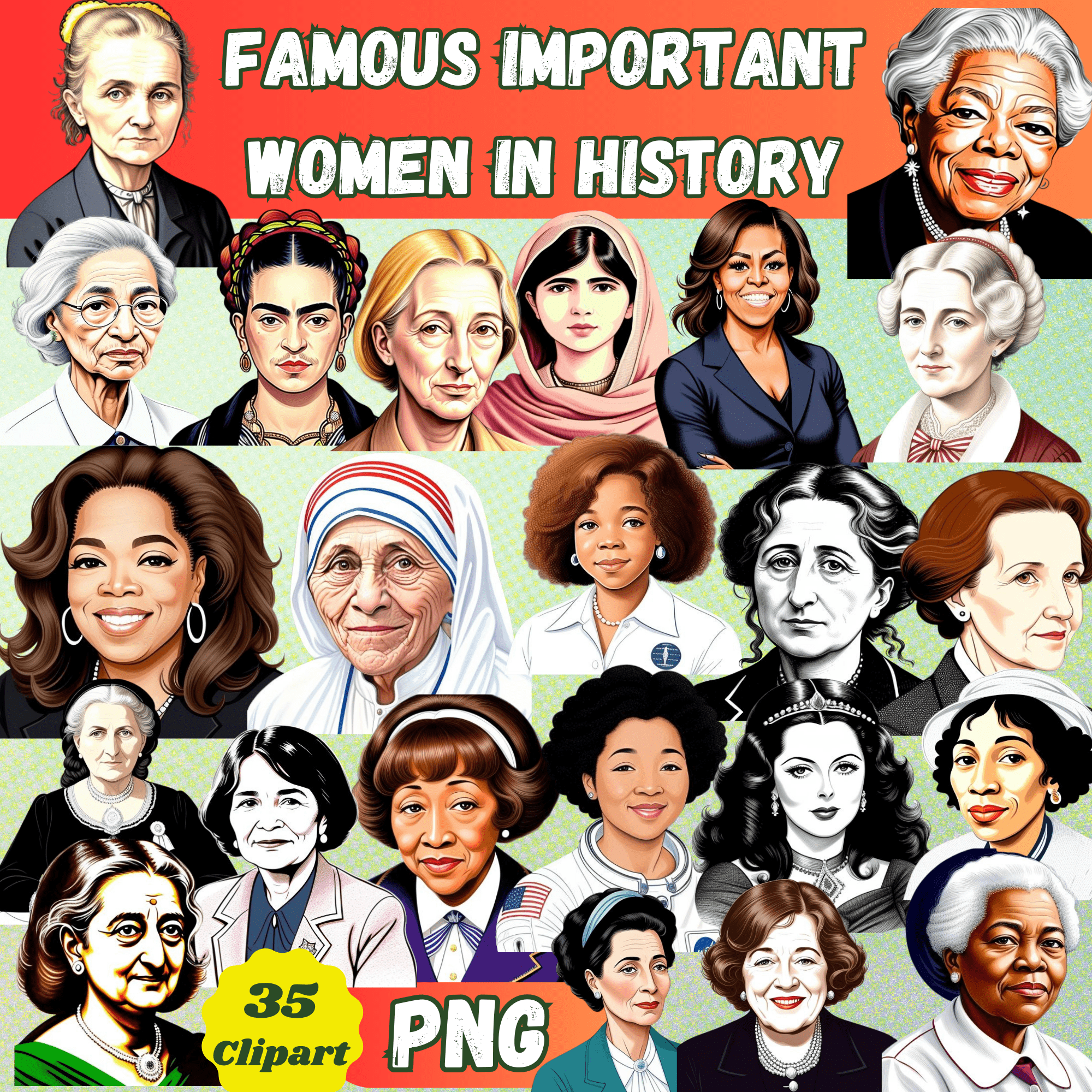 Famous Important Women in History | Famous Women history month Clip Art ...