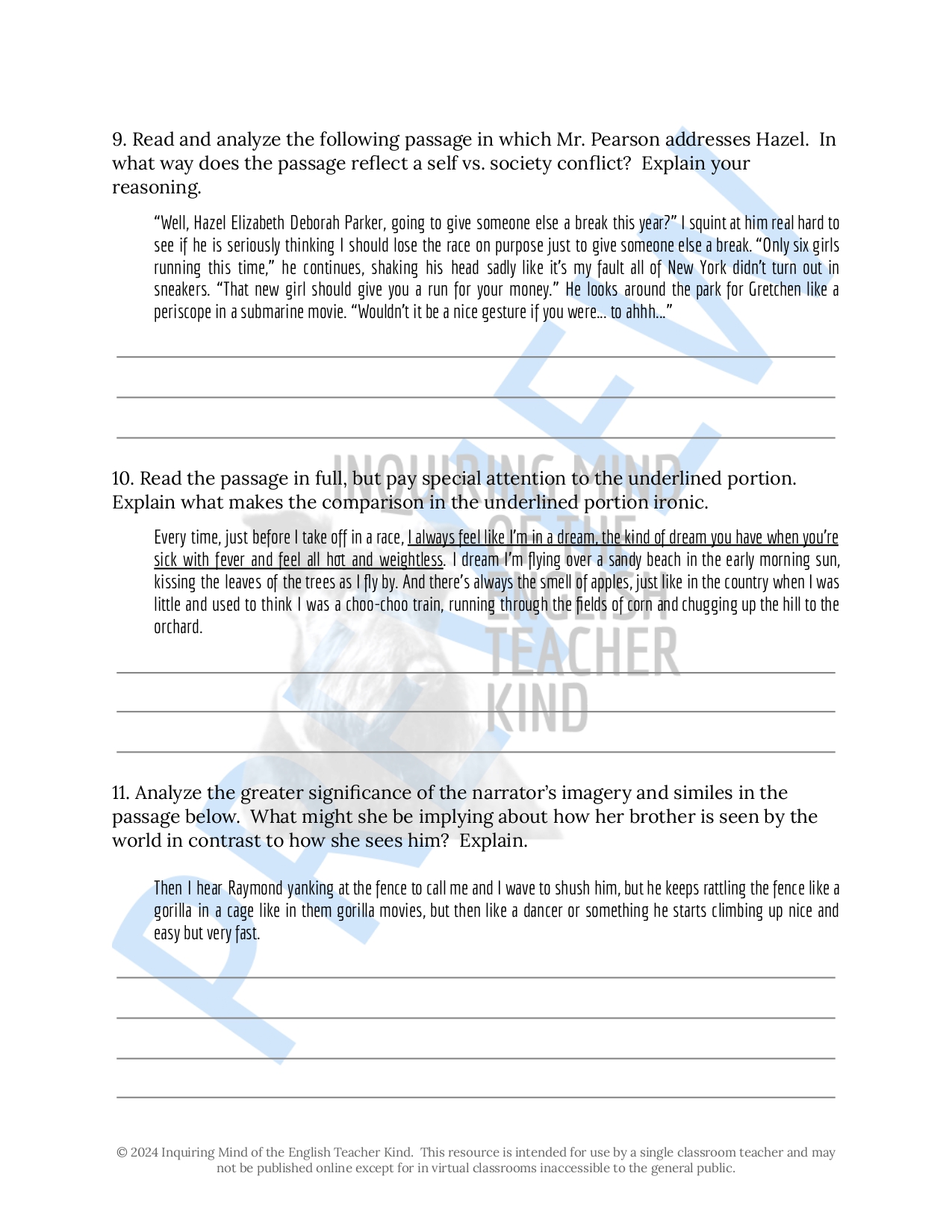 "Raymond's Run" by Toni Cade Bambara Close Reading Analysis Worksheet ...