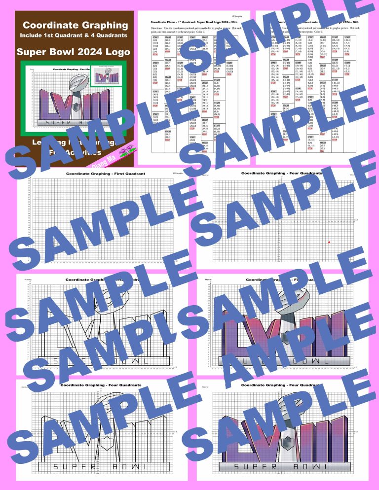 Super Bowl Coordinate Plane Graphing Picture: Super Bowl 2024 Bundle ...