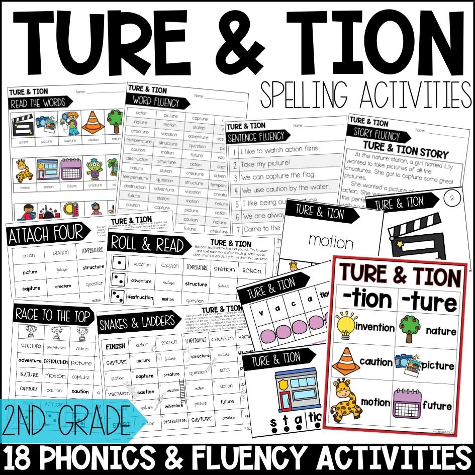 ture and tion Worksheets, Activities & Games for 2nd Grade Phonics or ...
