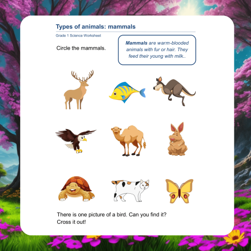 Discovering Animal Science: Grade 1 Worksheets on Animal Needs ...