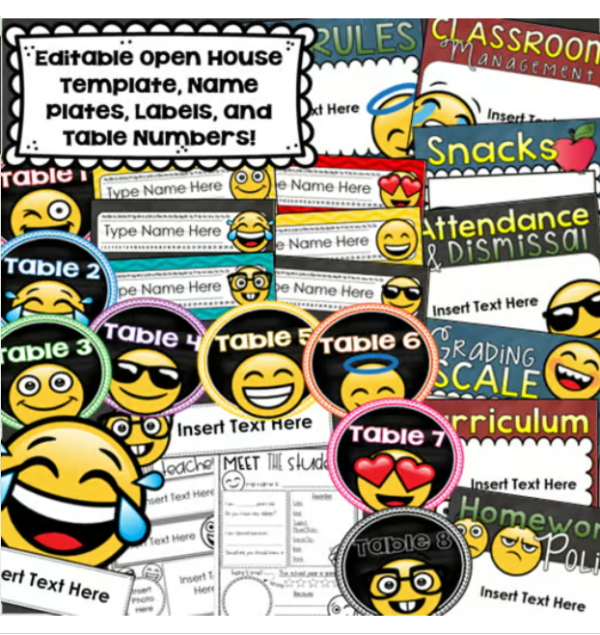Emoji Theme Class Decor Bundle (Behavior Chart, Name Plates, Labels ...