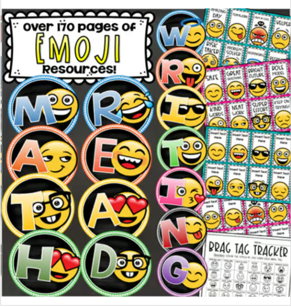 Emoji Theme Class Decor Bundle (Behavior Chart, Name Plates, Labels ...