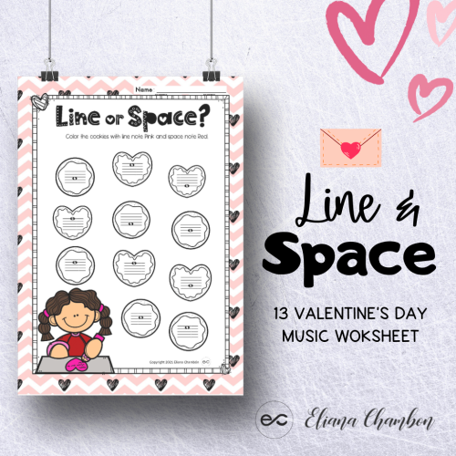 Valentine's Day - Lines and Spaces Note - Music Theory Worksheets ...