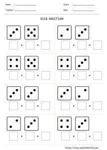 Dice Addition (addition 1-6) – BW Dice - Made By Teachers