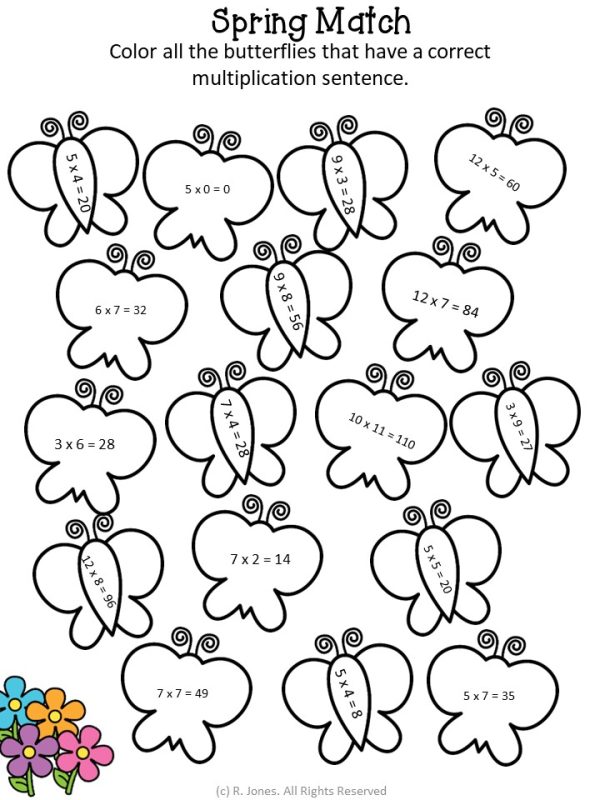 Multiplication Facts Spring Fun | 3rd-4th Grade Math | 7 Sheets ...