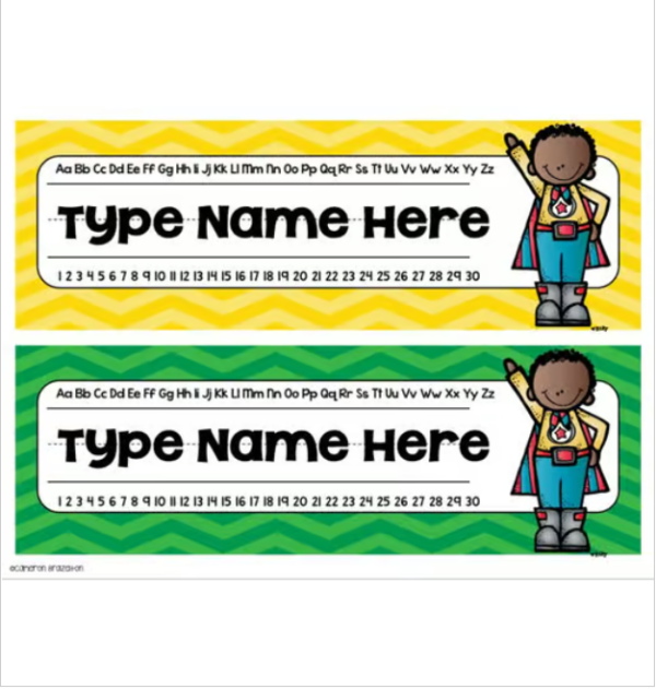 Name Tags Plates Desk Labels Superhero Theme Editable - Made By Teachers