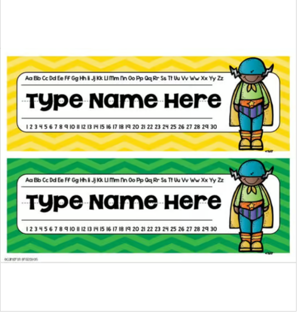 Name Tags Plates Desk Labels Superhero Theme Editable - Made By Teachers