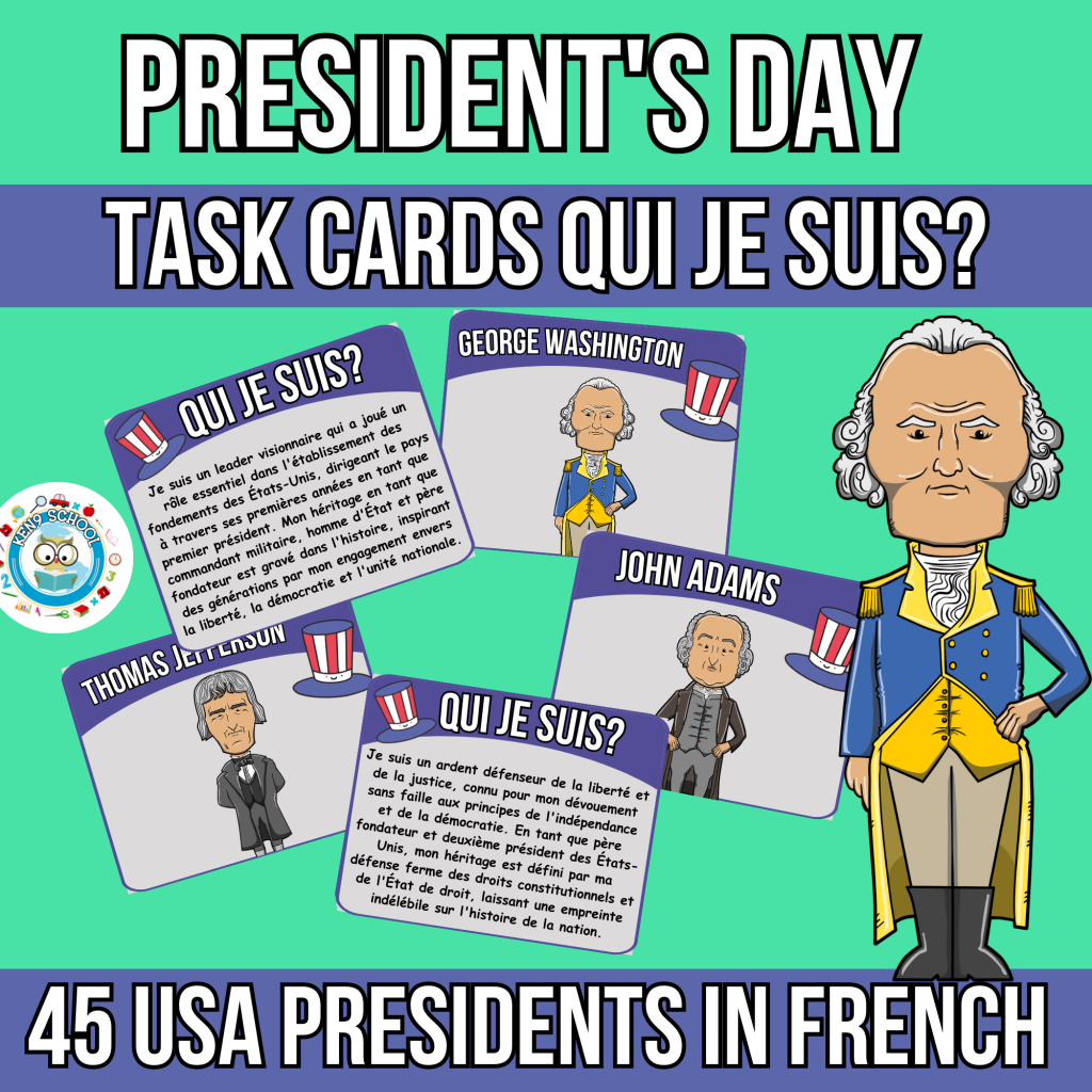 French President Day QUI JE SUIS? ?Task Cards-American Presidents Task ...