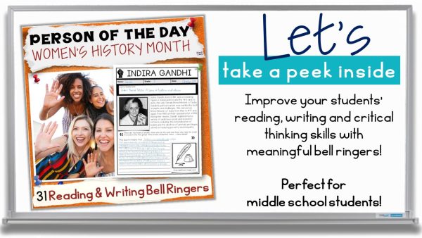 Women's History Month Person of the Day Writing Bell Ringers ELA ...