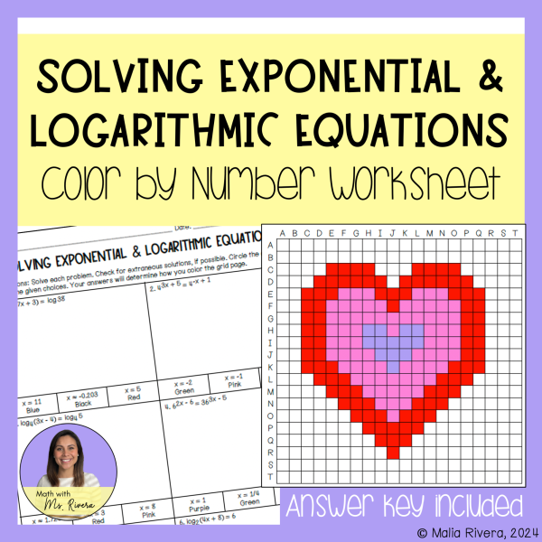 Converting Between Logarithmic and Exponential Equations Maze Worksheet ...